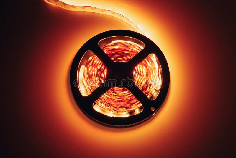 Led Strip Orange Light Roll Stock Photo - Image of illumination, lamps ...