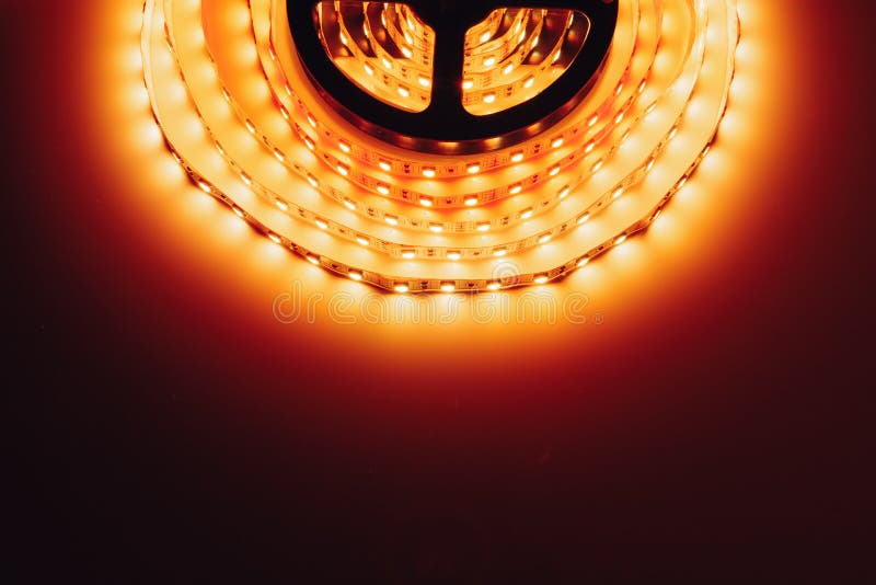 Led Strip Orange Light Roll Stock Image - Image of light, electric ...