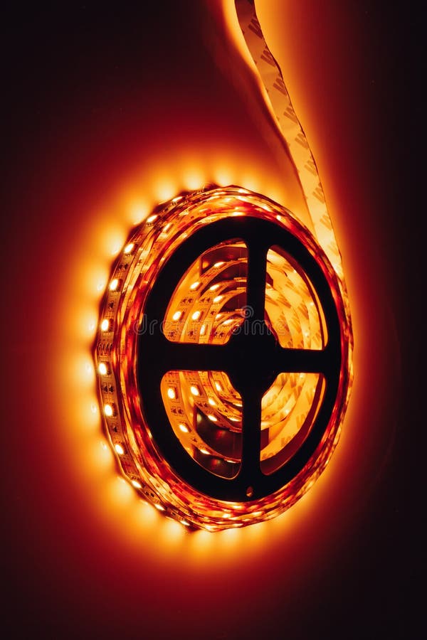 Led Strip Orange Light Roll Stock Photo - Image of black, dots: 217239910