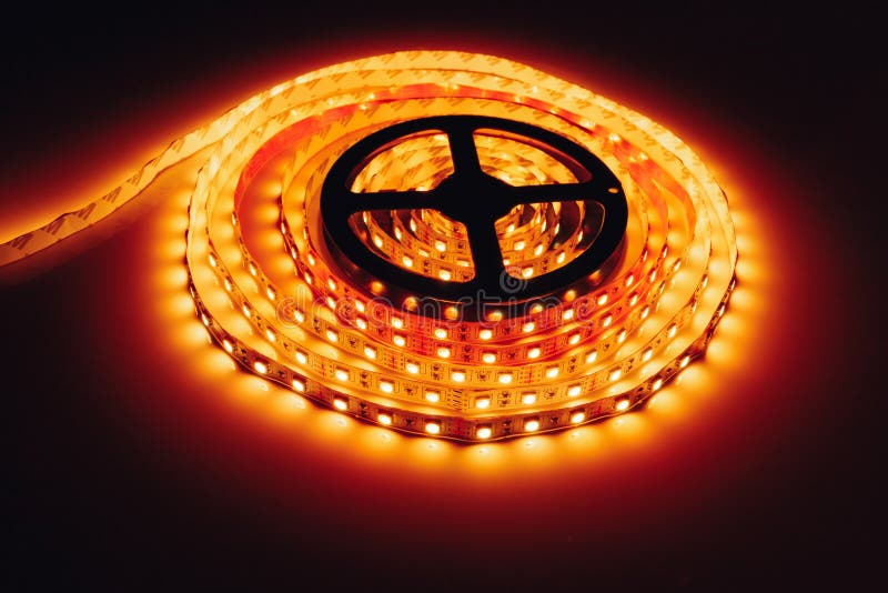 Led Strip Orange Light in Aluminum Channel Diffuser Stock Photo - Image ...