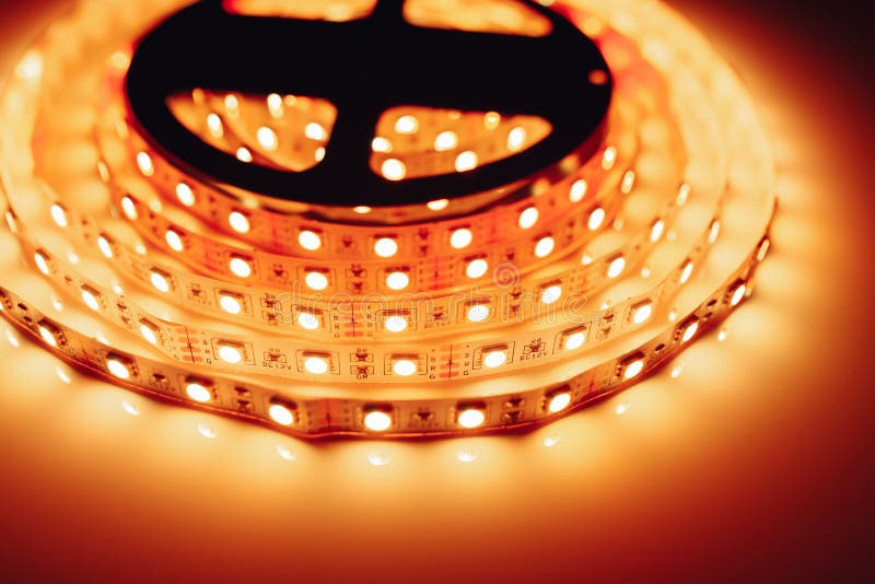 Led Strip Orange Light Roll Stock Image - Image of electric, glow ...
