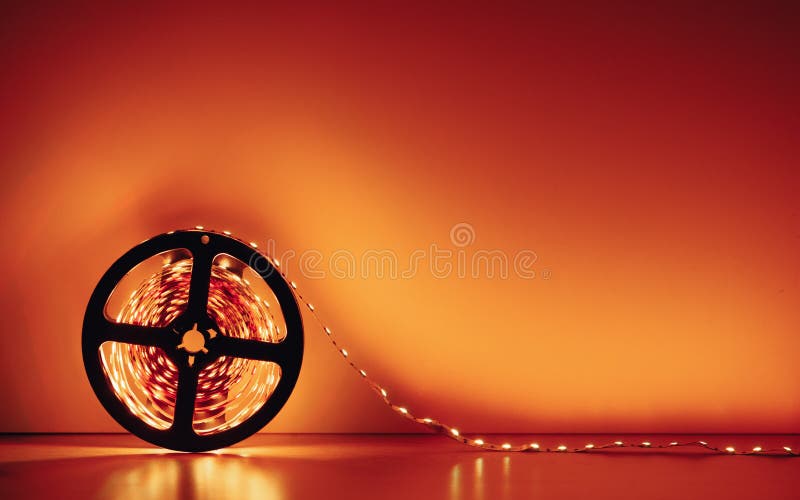 Led Strip Orange Light Roll Stock Photo - Image of electricity ...