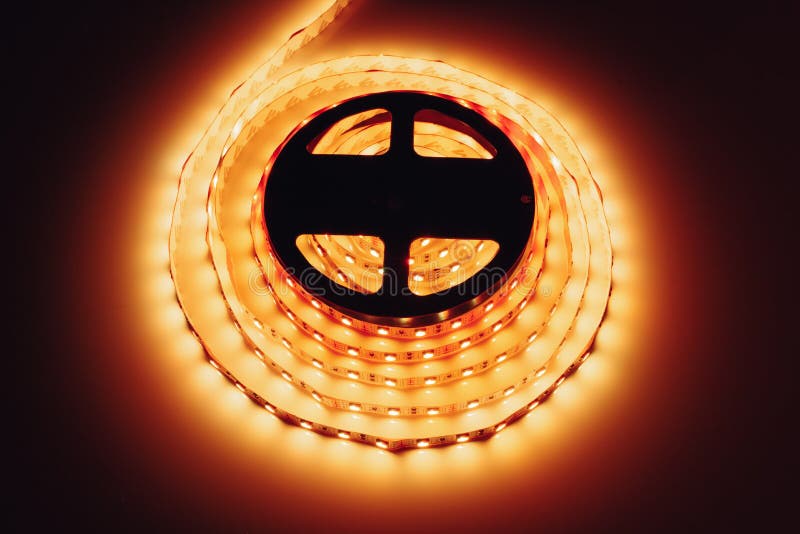 Led Strip Orange Light Roll Stock Image - Image of electricity, black ...