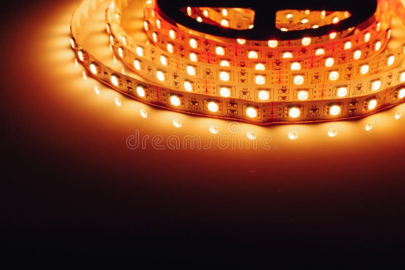 Led Strip Orange Light Roll Stock Image - Image of electricity ...