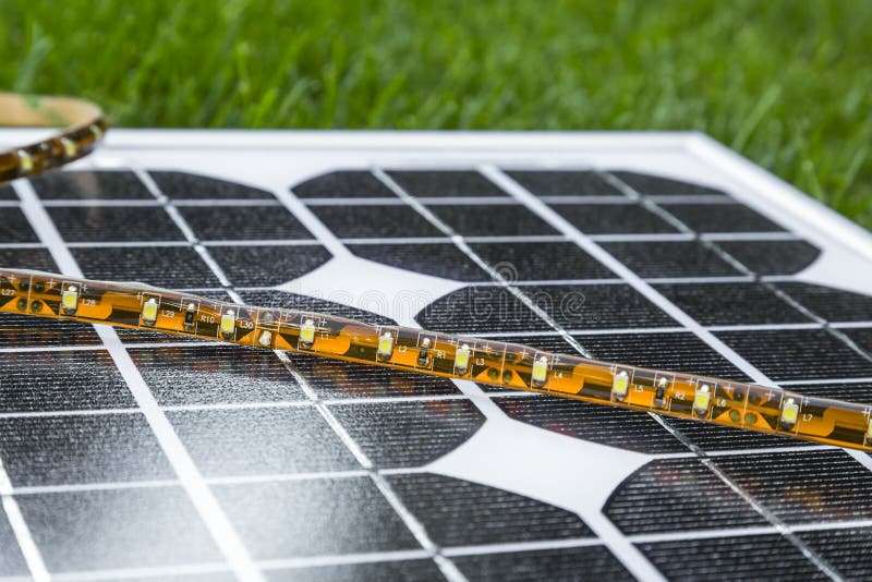 LED Strip on Photovoltaic Solar Panel Stock Image - Image of chip ...
