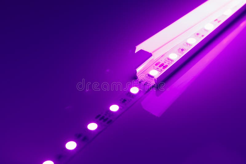 Led Strip Purple Light in Aluminum Channel Diffuser Stock Photo - Image ...