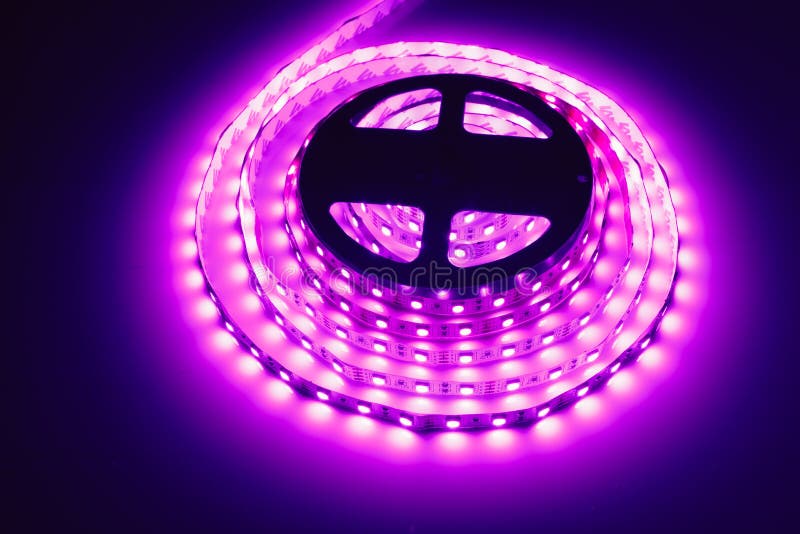 Led Strip Purple Light in Aluminum Channel Diffuser Stock Image - Image ...