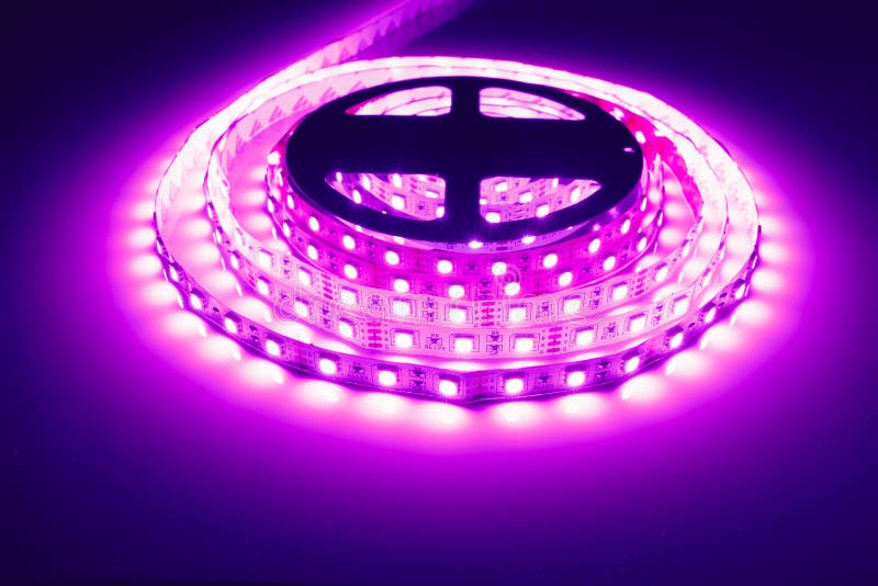 Led Strip Purple Light Roll Stock Photo - Image of closeup, design ...