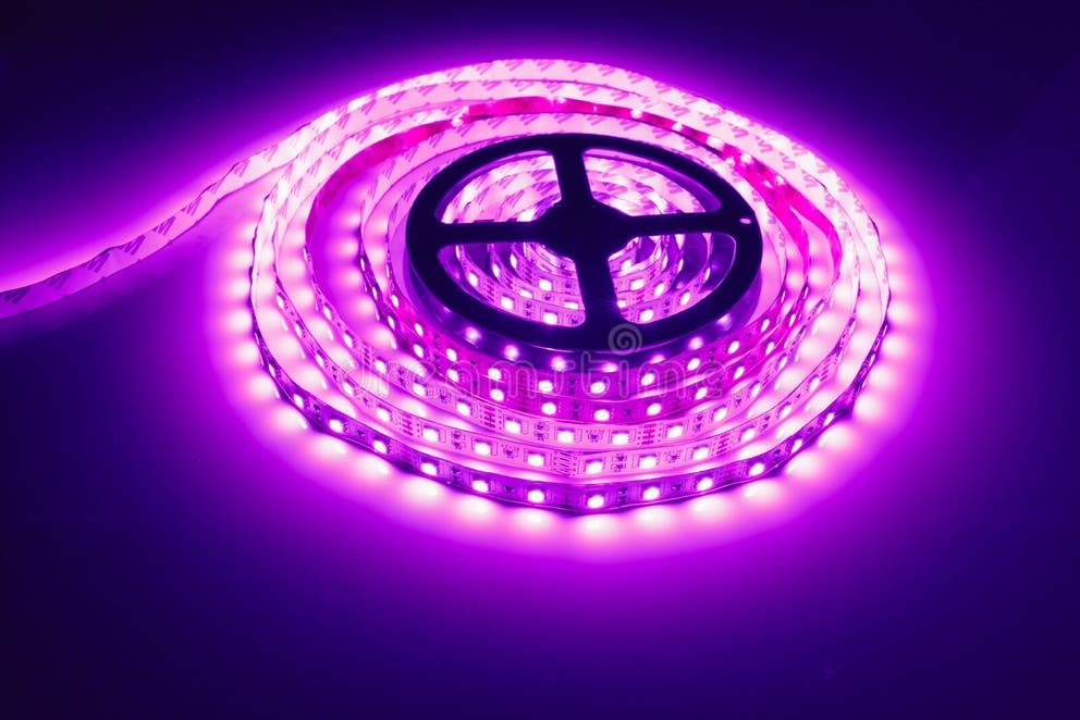 Led Strip Purple Light Roll Stock Image - Image of interior, electric ...