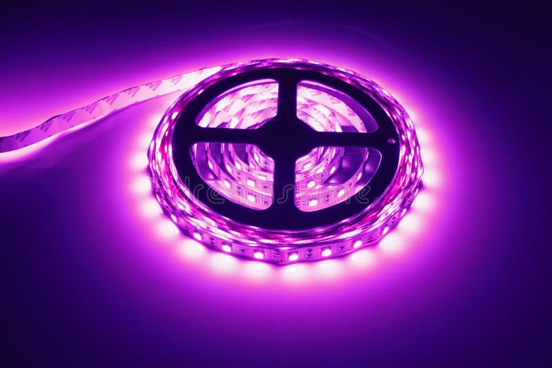 Led Strip Purple Light Roll Stock Image - Image of reel, abstract ...