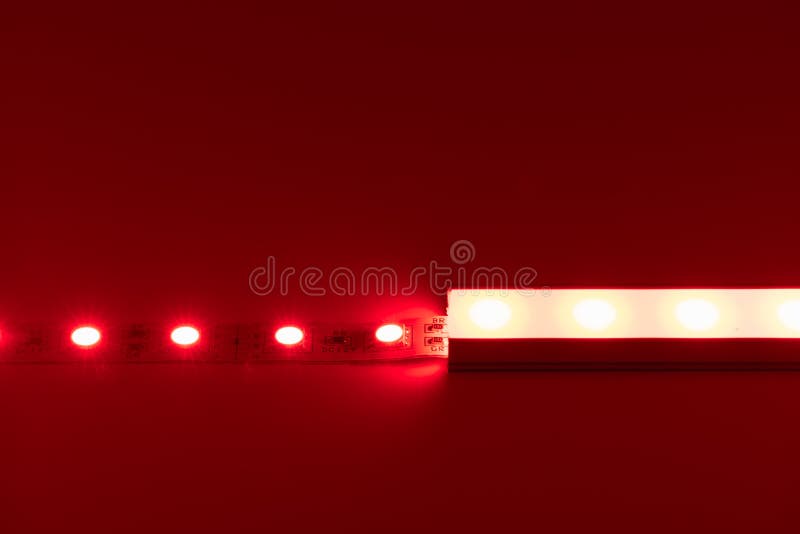 Led Strip Red Light in Aluminum Channel Diffuser Stock Photo - Image of ...