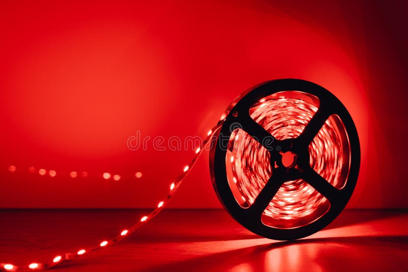 Led strip red light roll stock photo. Image of electric - 203473578