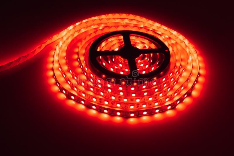 Led strip red light roll stock image. Image of highlight - 220772733