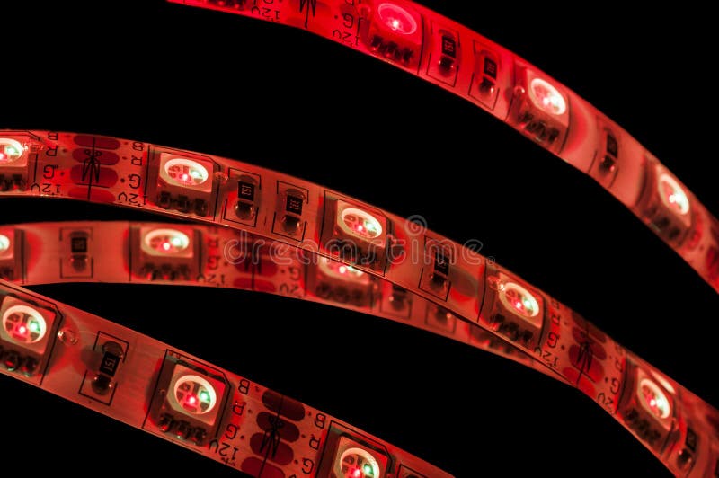 Led strip rgb, red color stock image. Image of energy - 69575805
