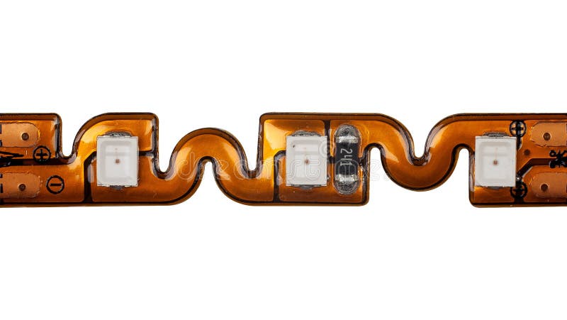 LED Strip Segment Close-up on White Background Stock Photo - Image of ...