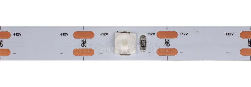 LED Strip Segment Close-up on White Background Stock Photo - Image of ...