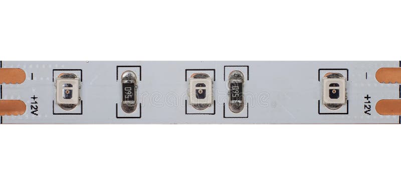 LED Strip Segment Close-up on White Background Stock Photo - Image of ...