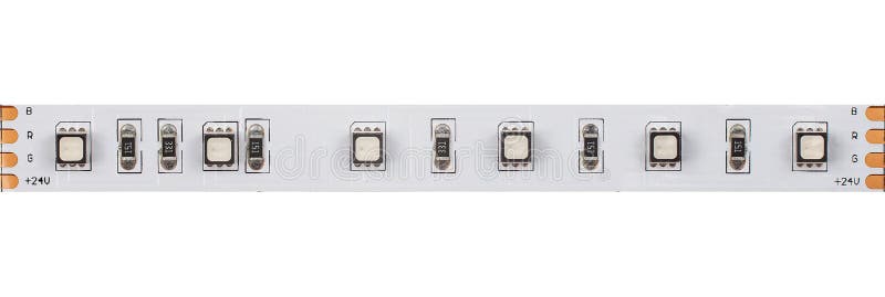 LED Strip Segment Close-up on White Background Stock Photo - Image of ...