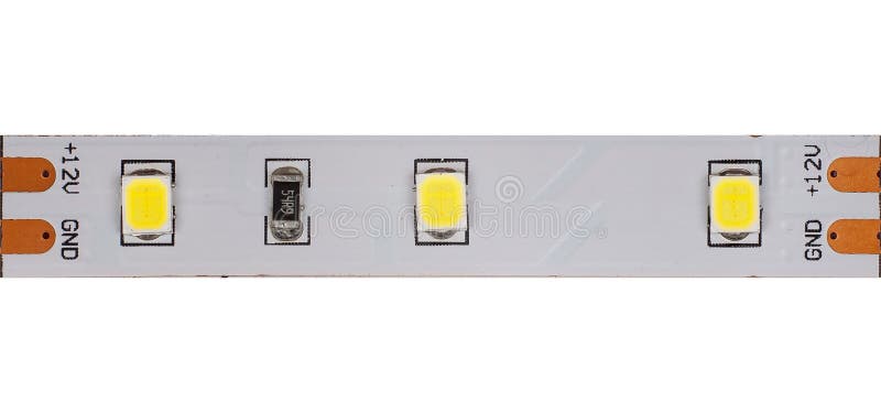 LED Strip Segment Close-up on White Background Stock Photo - Image of ...