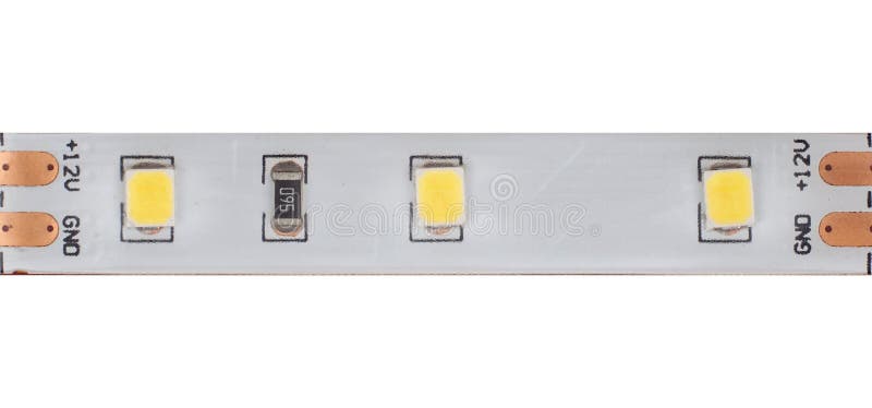 LED Strip Segment Close-up on White Background Stock Photo - Image of ...