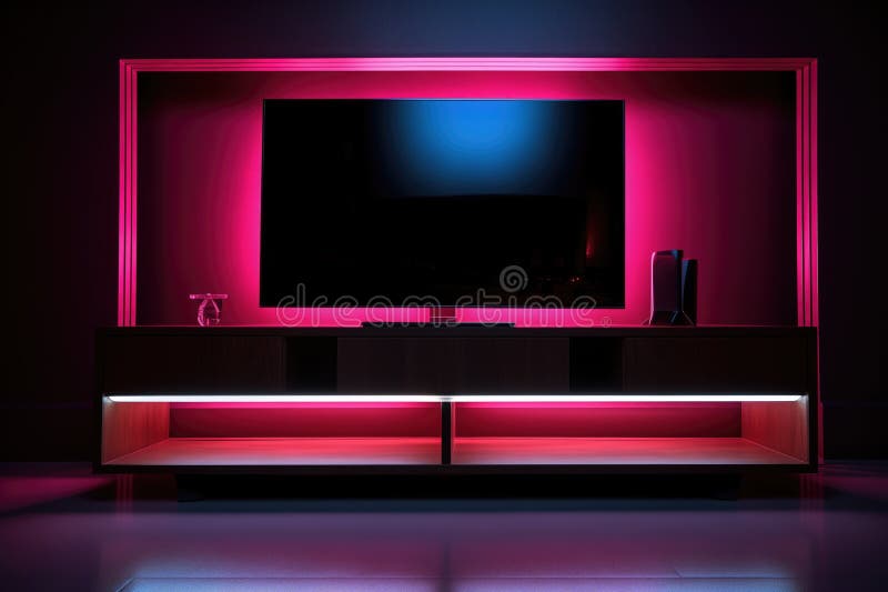 Led Strip on a Television Unit Stock Photo - Image of living ...