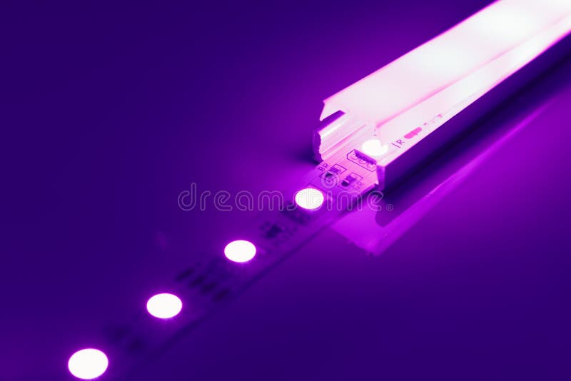 Led Strip Violet Light in Aluminum Channel Diffuser Stock Image - Image ...