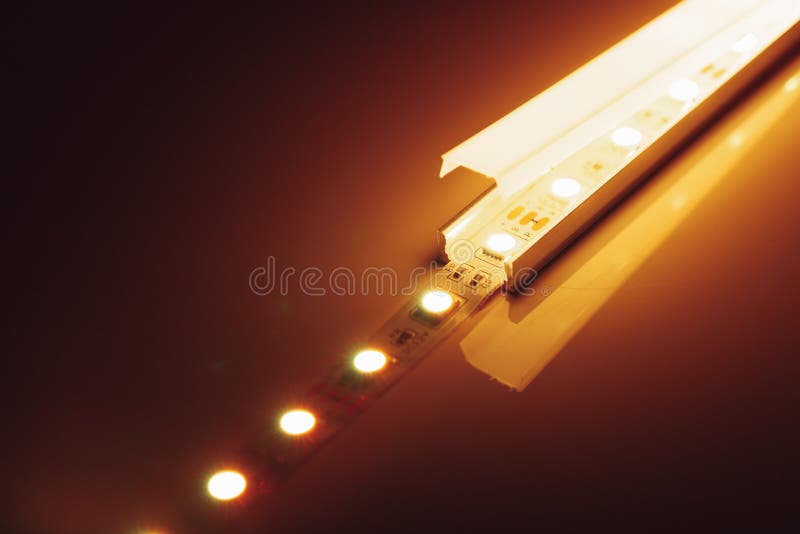 Led Strip Warm Light in Aluminum Channel Diffuser Stock Image - Image ...