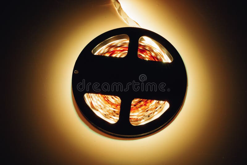 Led strip warm light roll stock image. Image of backdrop - 204757989