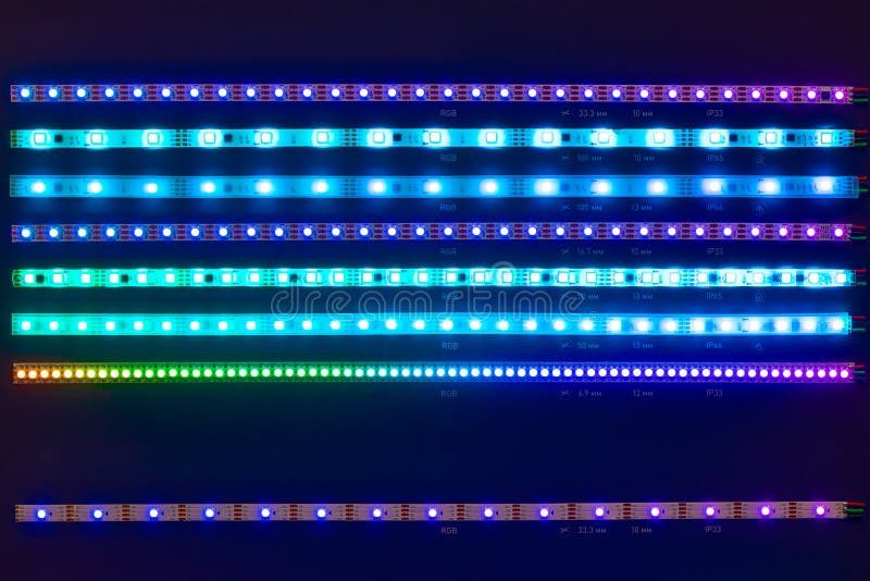 Led Strips Blue Lights on Black Background Stock Image - Image of demo ...