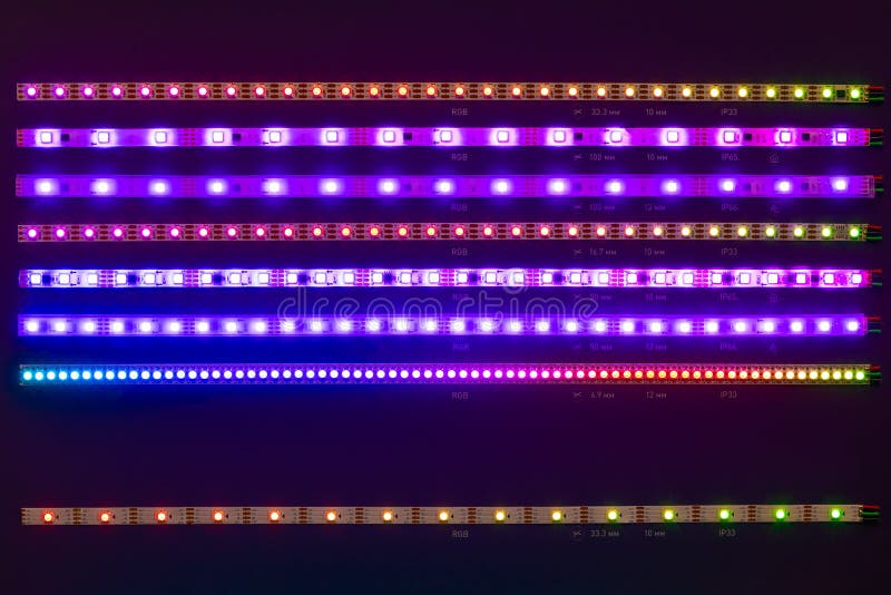 Led Strips Purple Lights on Black Background Stock Image - Image of ...