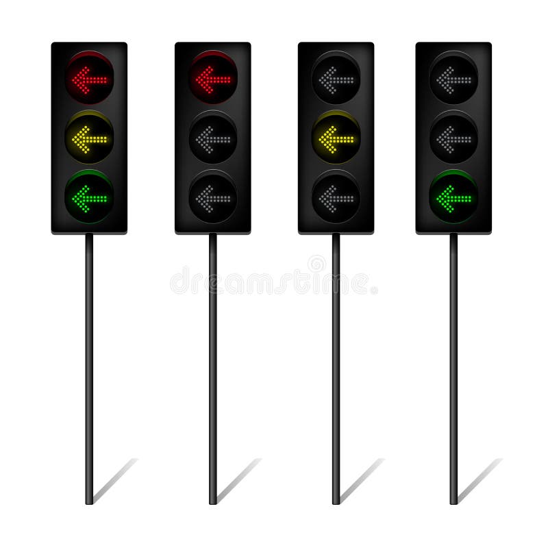 LED Traffic Lights with Arrows - Left Turn Stock Vector - Illustration ...