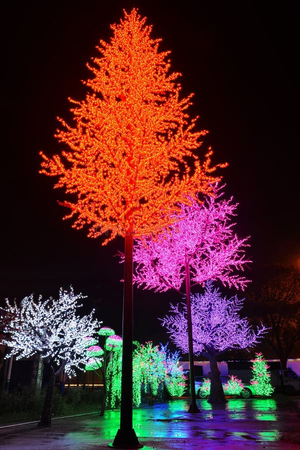 LED Tree Decoration in Mushroom Shape Stock Photo - Image of garden ...