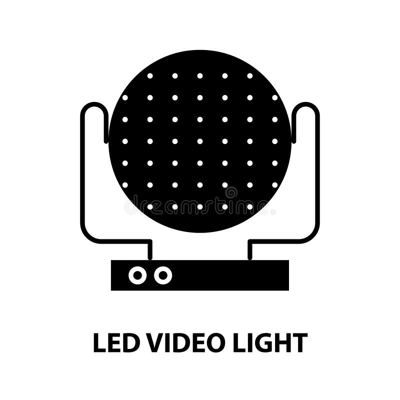 Led Video Light Icon, Black Vector Sign with Editable Strokes, Concept ...