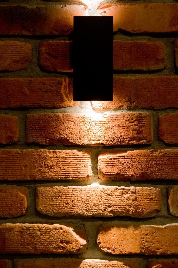 LED Wall Lighting, Red Brick and Light Background Stock Image - Image ...