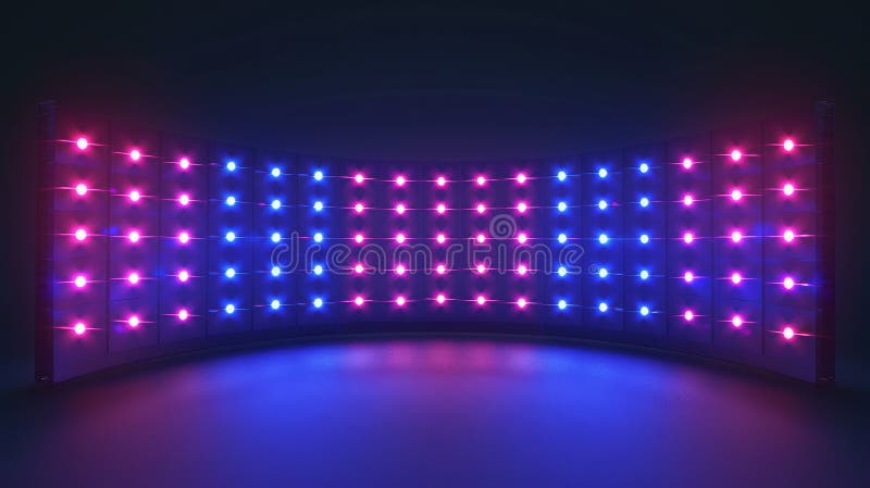LED Wall Video Screen with Glowing Blue and Purple Dots. Modern ...