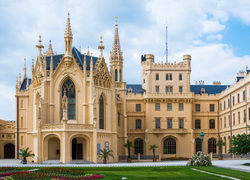Lednice Castle, Front View stock photo. Image of architecture - 55826390
