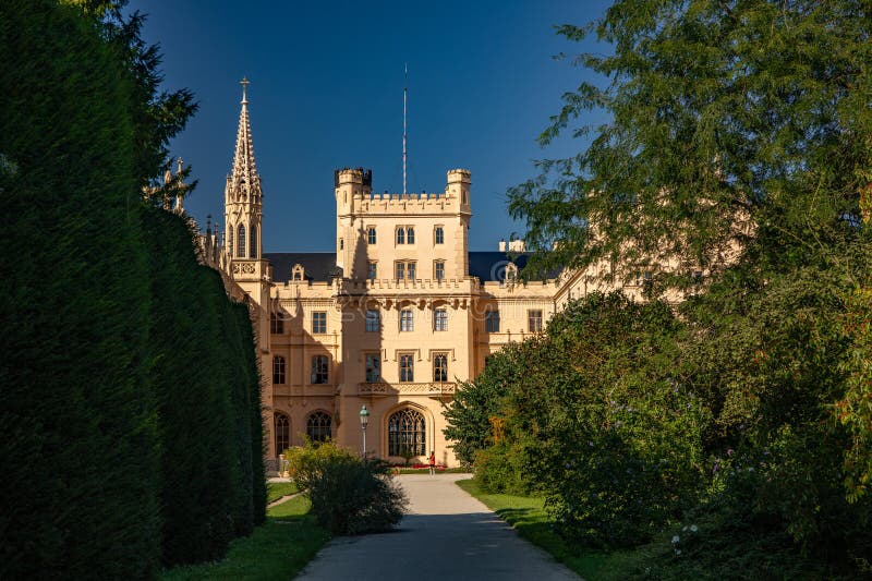 Lednice Chateau with Beautiful Gardens Editorial Photography - Image of ...