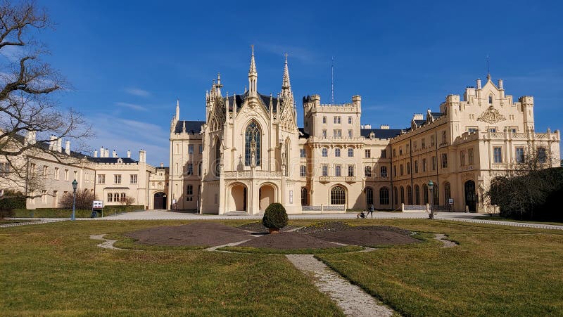 Lednice, Czech Republic - March 2023: View of Lednice Castle. Beautiful ...