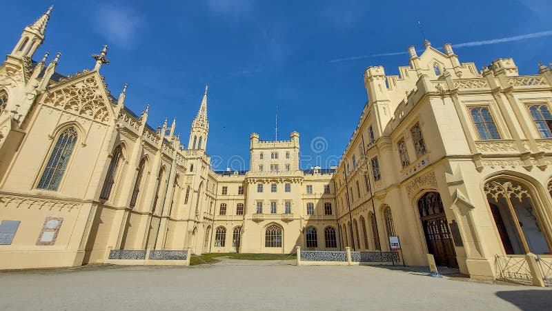 Lednice, Czech Republic - March 2023: View of Lednice Castle. Beautiful ...