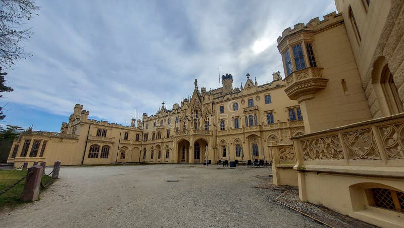 Lednice, Czech Republic - March 2023: View of Lednice Castle. Beautiful ...