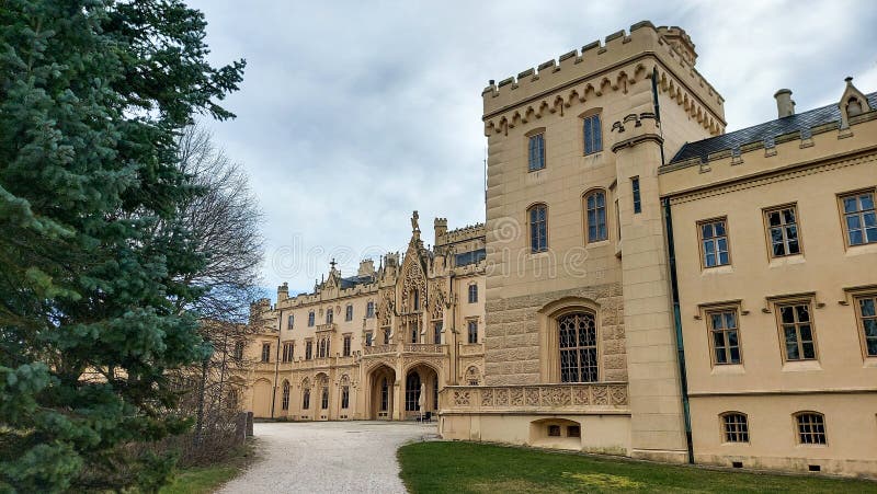 Lednice, Czech Republic - March 2023: View of Lednice Castle. Beautiful ...
