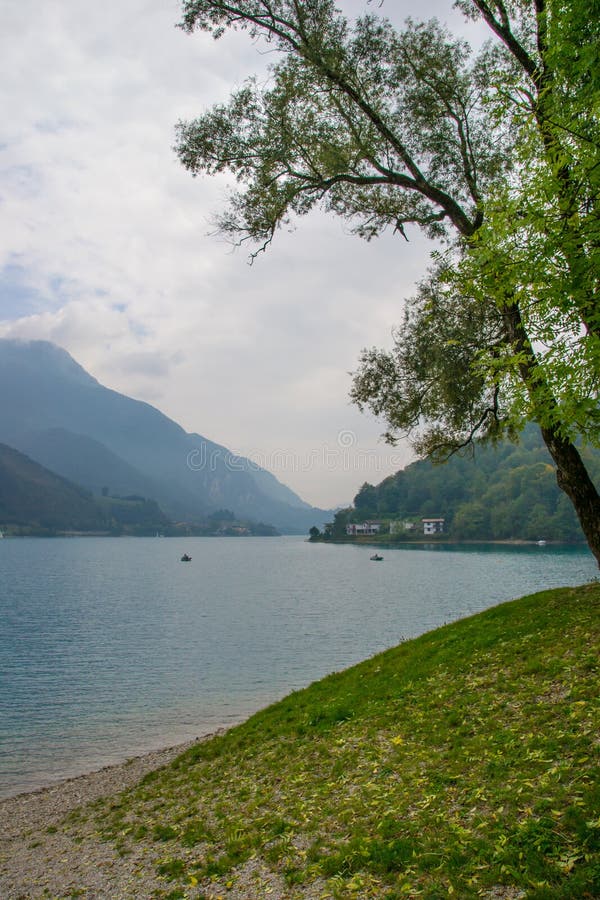 Ledro lake in Italy. stock photo. Image of green, nature - 60572384