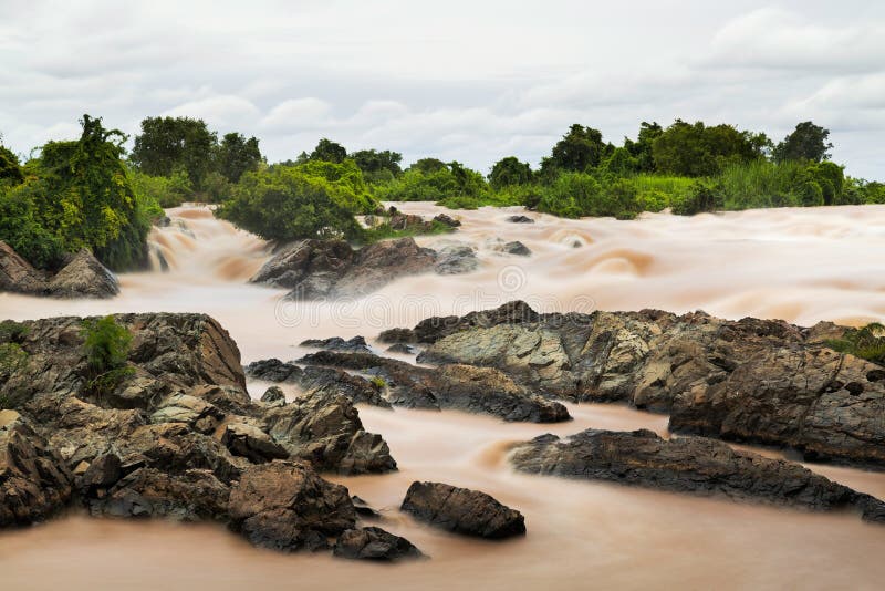 Lee Pee waterfall in Laos stock image. Image of pakse - 57932829