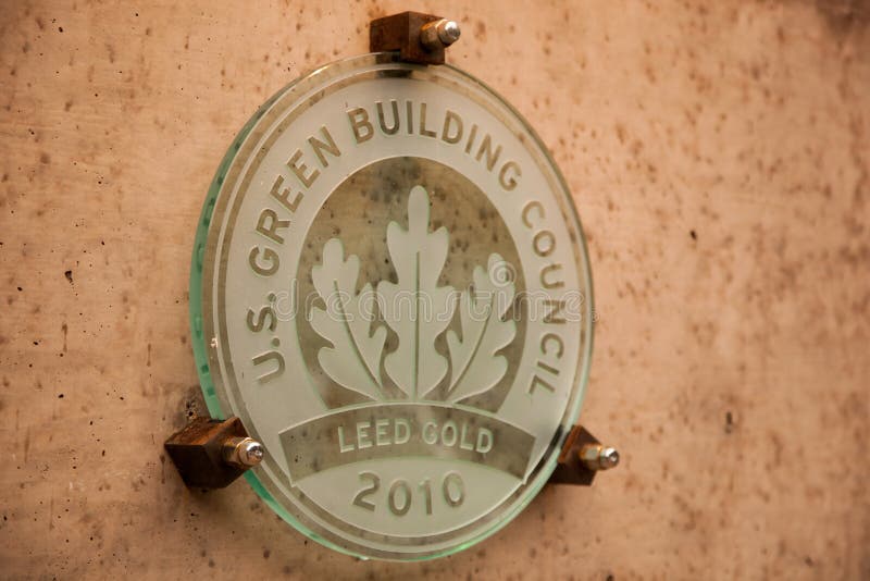 Leed Gold building plaque stock image. Image of environment - 38260331