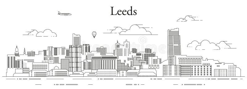 Leeds Cityscape Line Art Vector Illustration Stock Vector ...