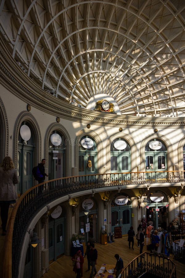 Leeds Corn Exchange Grand Interior with a Wide Angle Lens and Sunlight ...