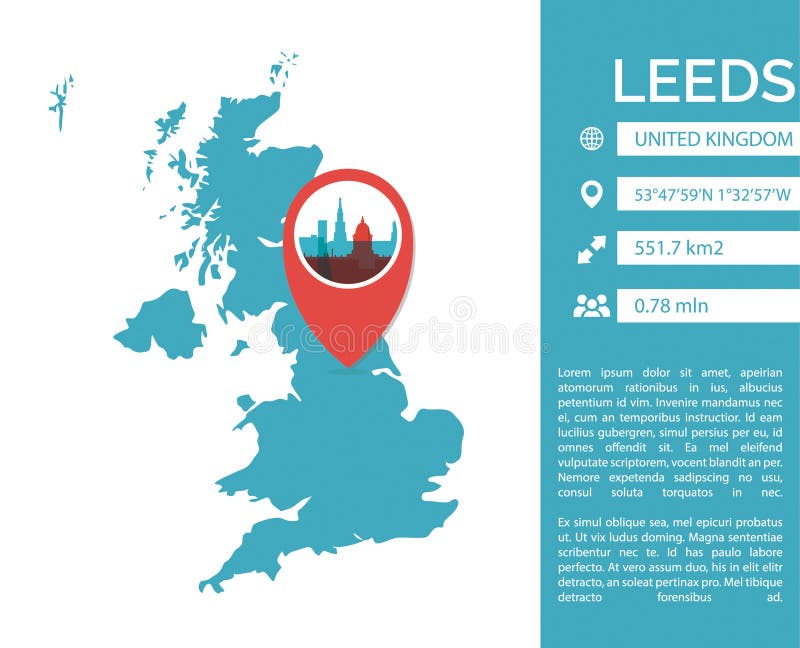 Leeds Map Infographic Vector Isolated Illustration Stock Vector ...