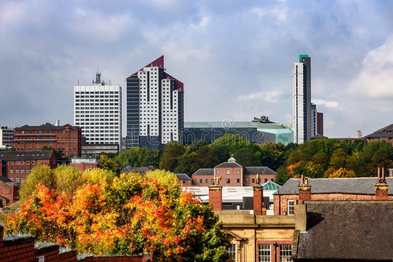 Leeds City Skyline England UK Stock Photo - Image of city, panoramic ...