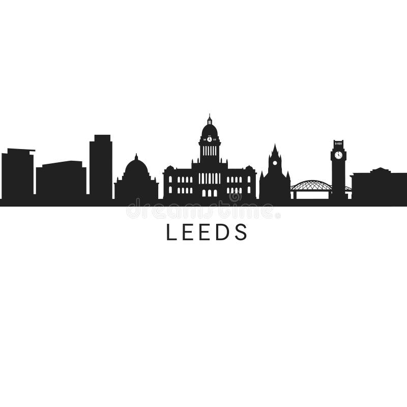 Leeds Skyline Silhouette with Cityscape Vector Stock Illustration ...