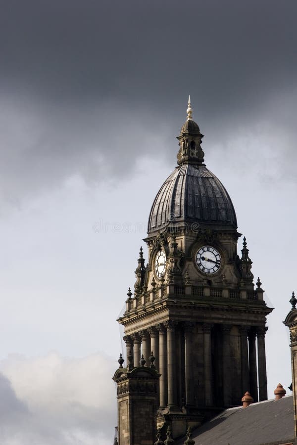 Leeds Town Hall Clock , UK stock photo. Image of west - 4537462